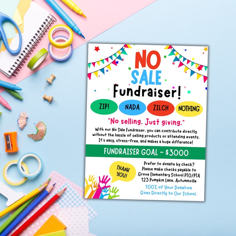 NO Sale Fundraiser Flyer, PTO Fundraiser, School Fundraiser, Raffle ...