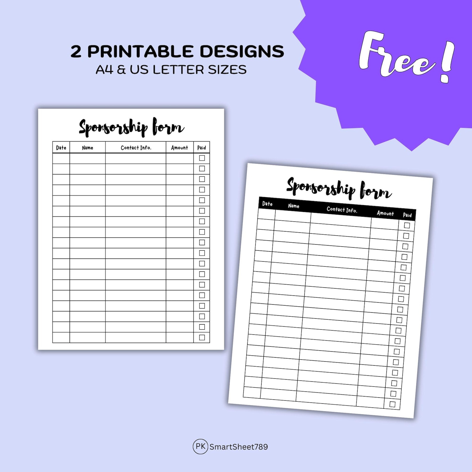 Editable Sponsorship Form Template: School PTO PTA (canva, Printable ...