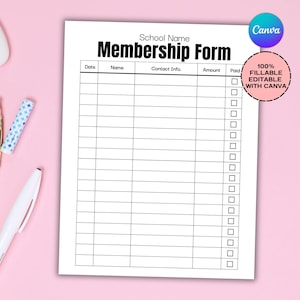 Editable PTO PTA Membership Form Flyer Template (CANVA) - Etsy