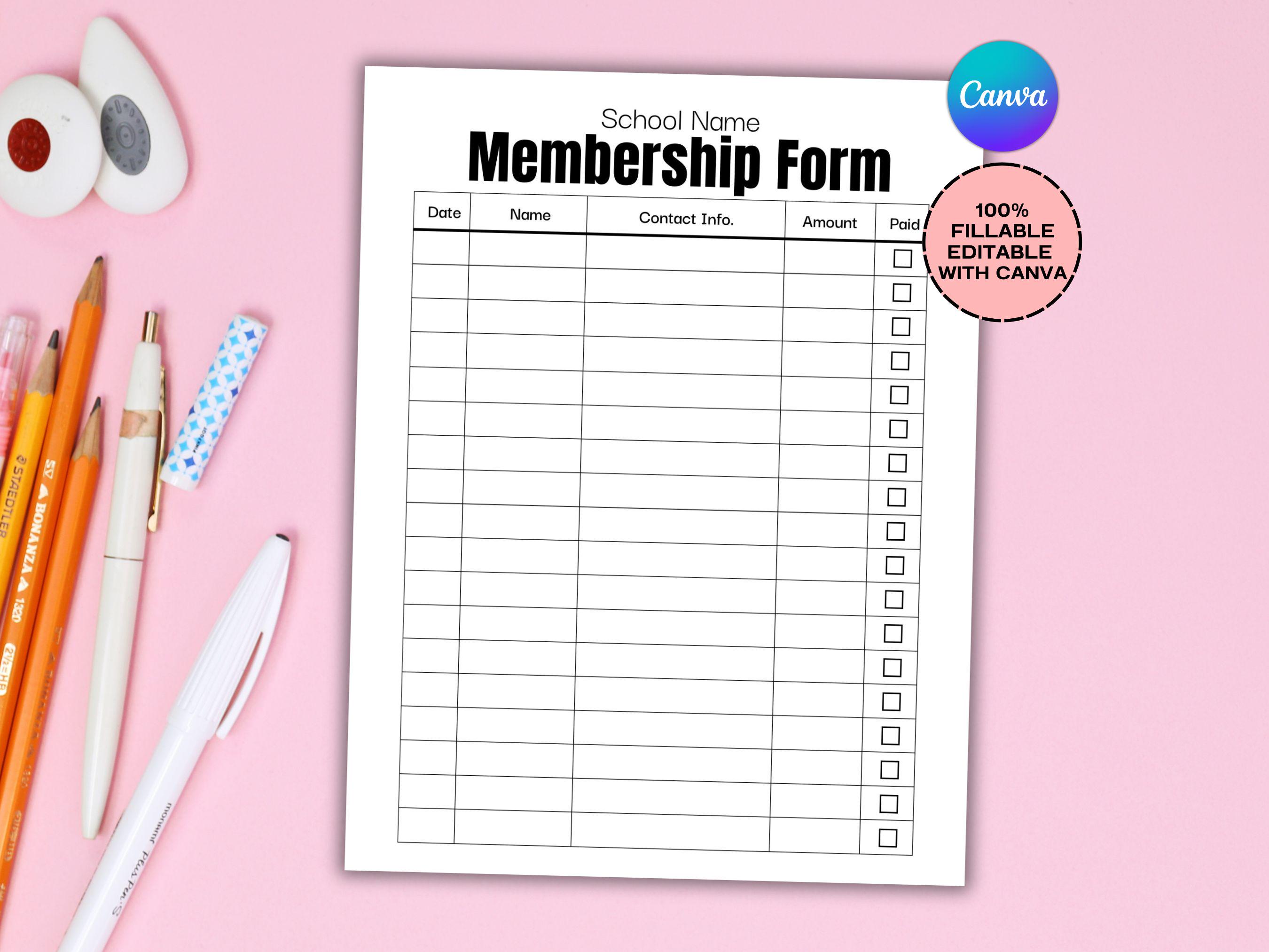 Editable PTO PTA Membership Form Flyer Template (CANVA) - Etsy