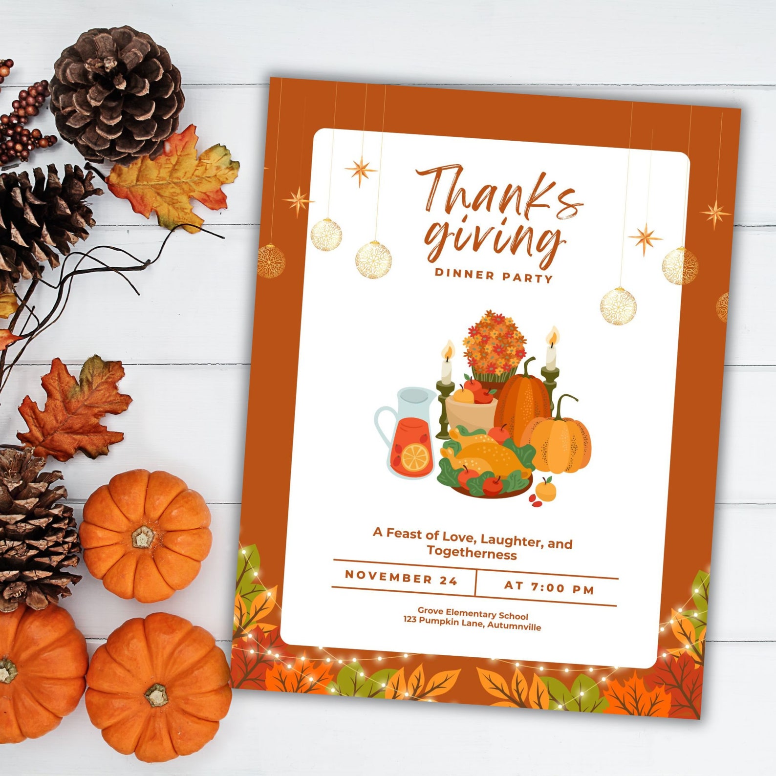 EDITABLE Thanksgiving Dinner Invitation Harvest Dinner Flyer Printable ...