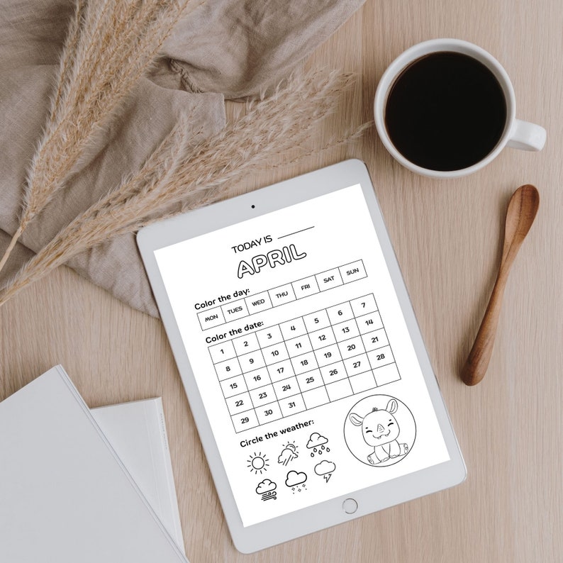 Animal Calendar Worksheet, Preschool Planner (digital Download) - Etsy