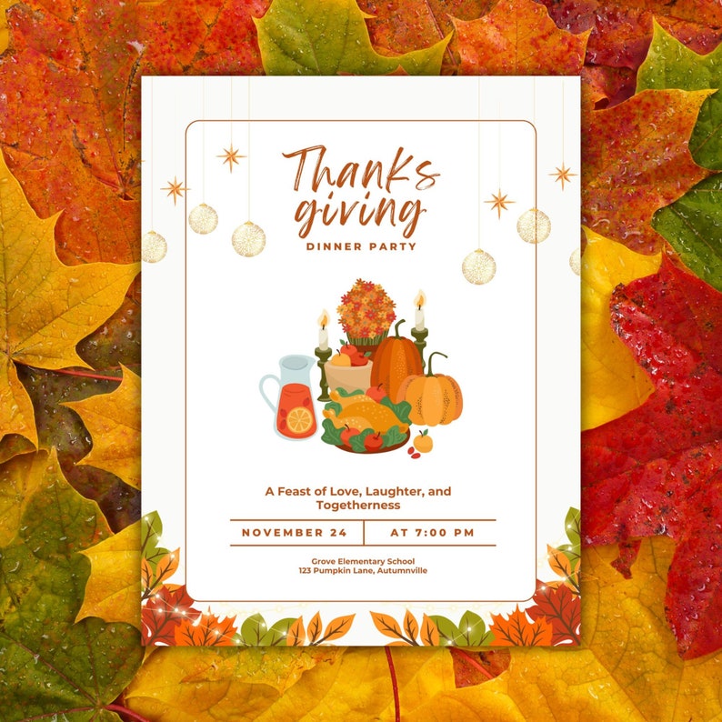 EDITABLE Thanksgiving Dinner Invitation Harvest Dinner Flyer Printable ...