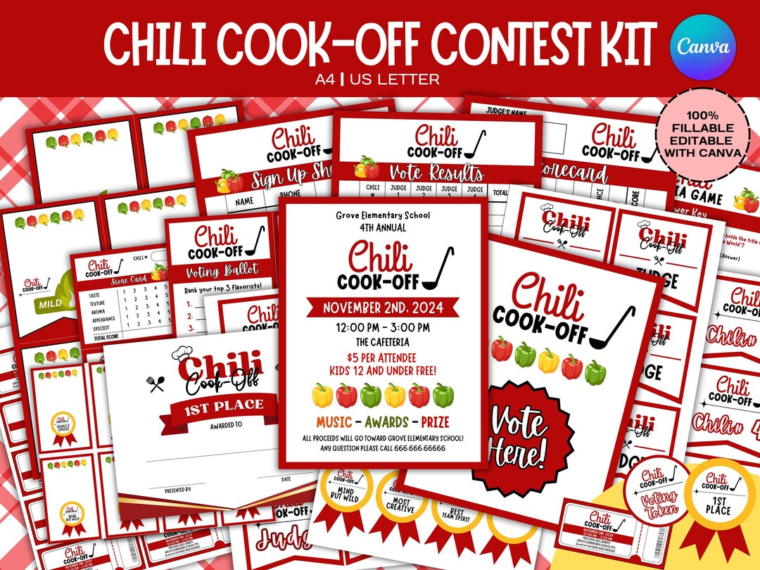 Editable Chili Cook-off Contest Kit, Chili Cook-off Party Printables ...