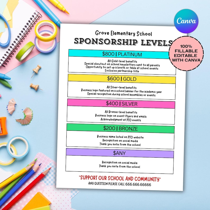 Editable Club Sponsorship Flyer Template: School PTA/PTO (digital ...