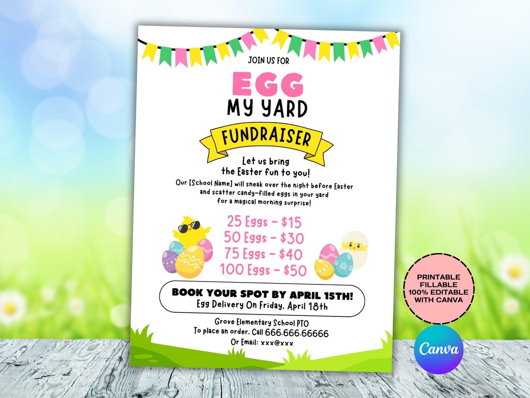 Editable Egg My Yard Flyer Printable, Egg My Yard Fundraiser, Printable ...