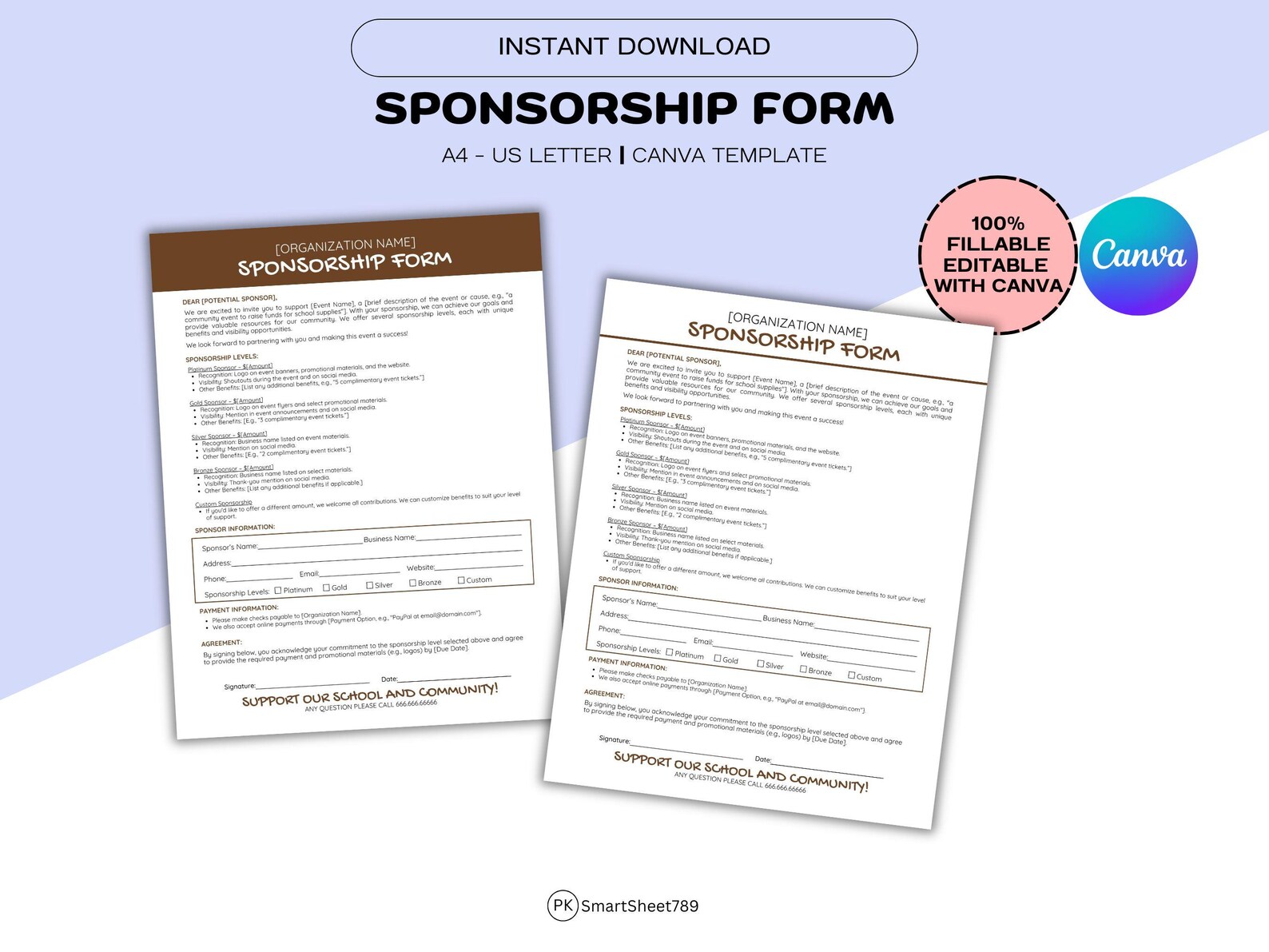 Editable Sponsorship Form Template, Sponsorship Form, Sponsorship ...