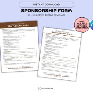 Editable Sponsorship Form Template: School PTO/PTA (digital Download ...