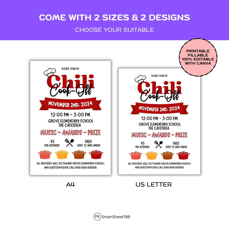 Editable Fall Chili Cook off Flyer, Hot Chili Cook off Contest ...