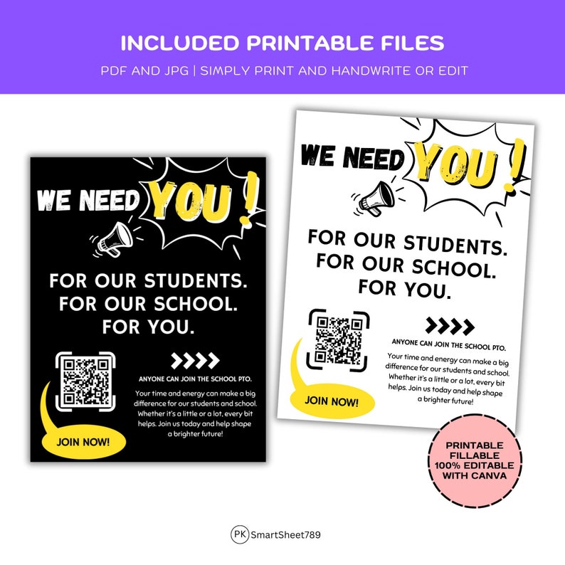 Editable PTA/PTO Flyer Template: Volunteer Recruitment, Fundraiser ...