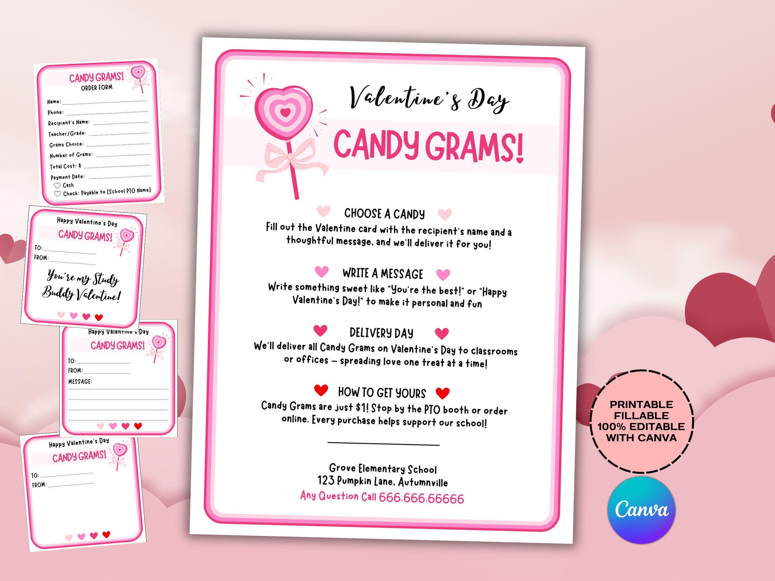 Valentine Candy Gram Valentine Gram Candy Grams Candy Gram Template ...