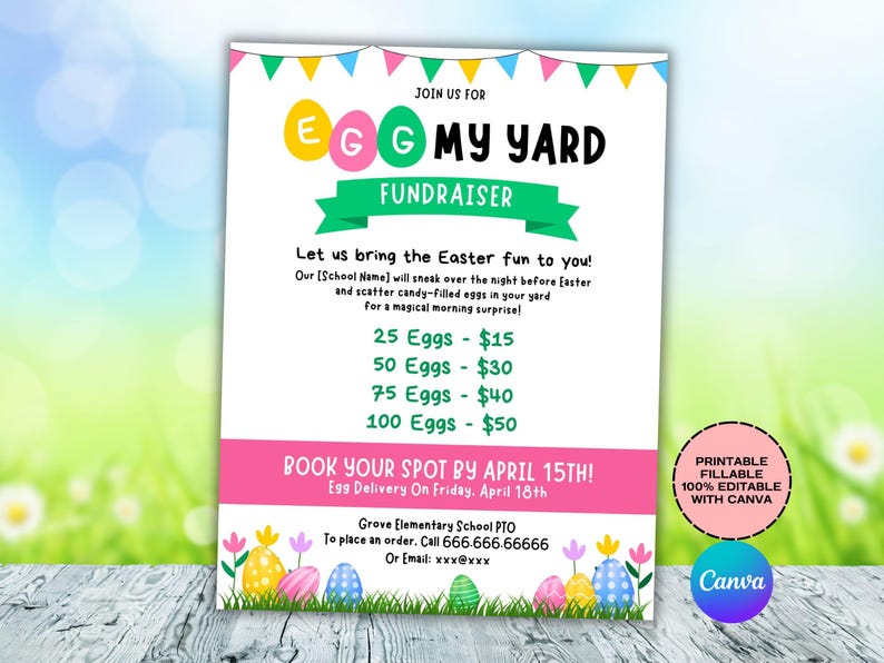 Editable Egg My Yard Flyer Printable, Egg My Yard Fundraiser, Printable ...