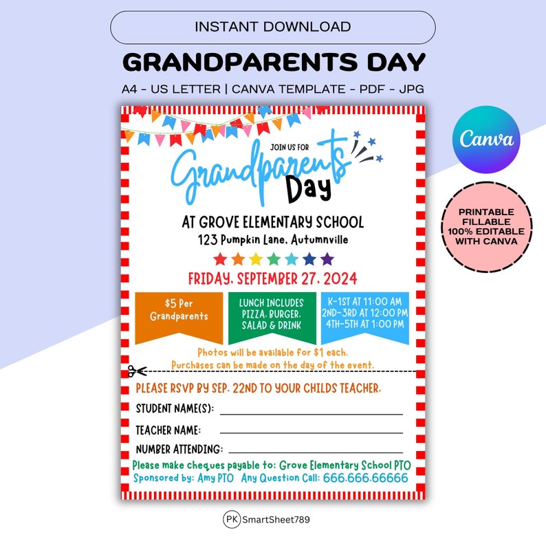 Grandparent Day Flyer, School Grandparents Day Event, Grandparents Day ...