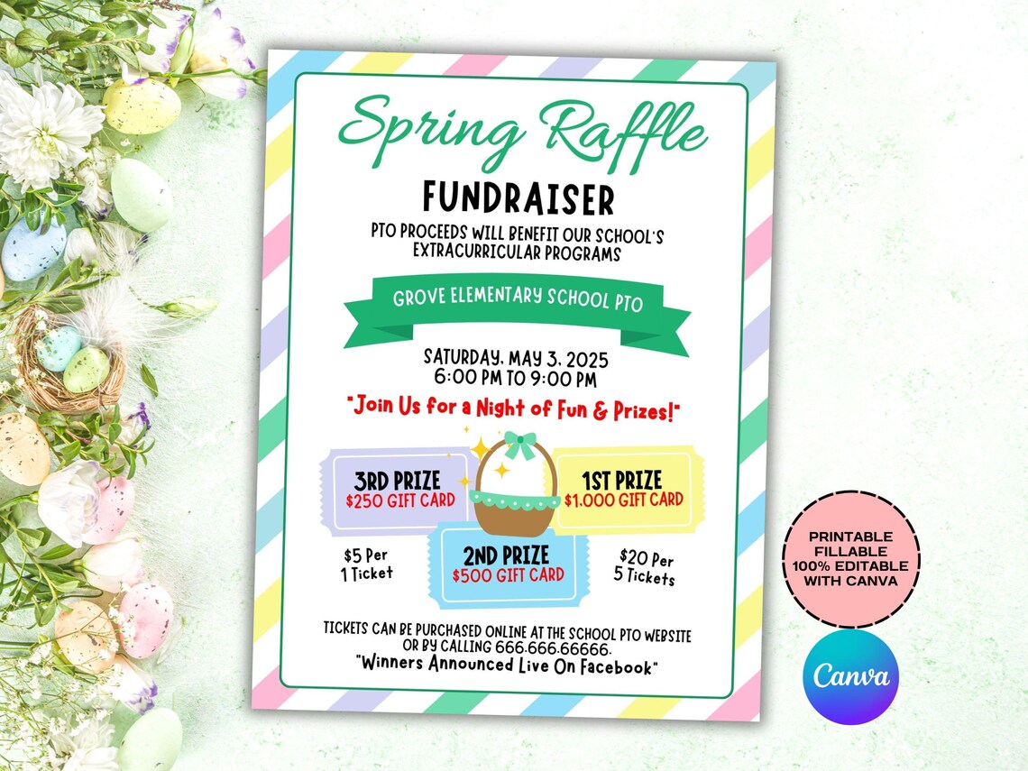 Basket Raffle Flyer, Editable Basket Raffle Fundraiser Template, Sports ...
