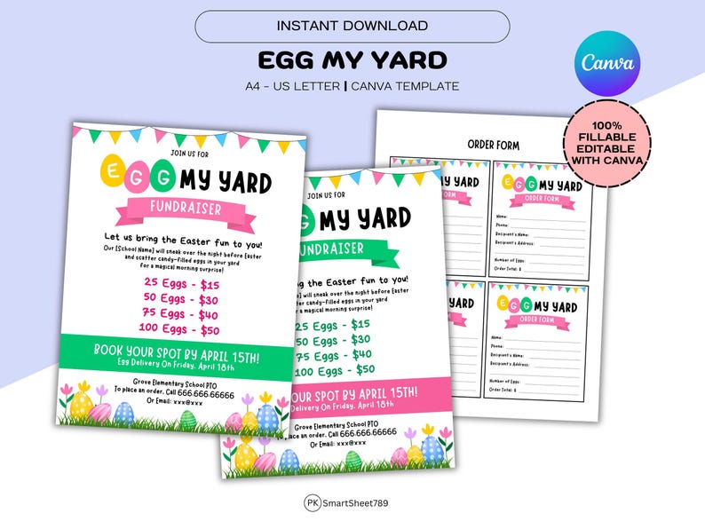 Editable Egg My Yard Flyer Printable, Egg My Yard Fundraiser, Printable ...