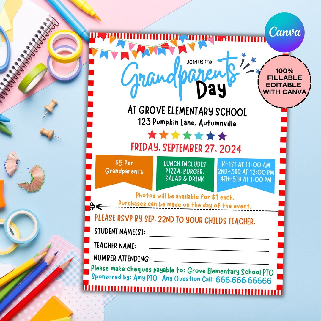 Grandparents Day Flyer Template: School Event Invitation (digital ...