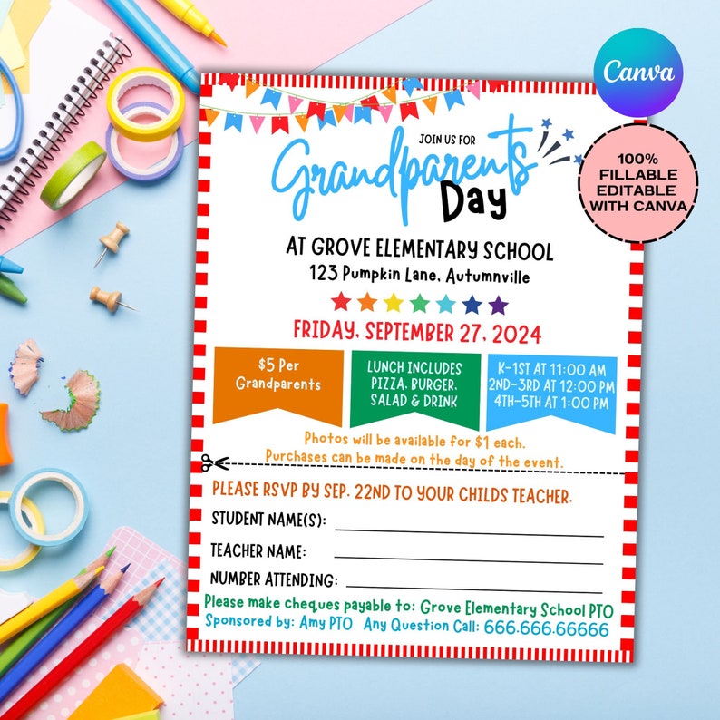 Grandparent Day Flyer, School Grandparents Day Event, Grandparents Day ...