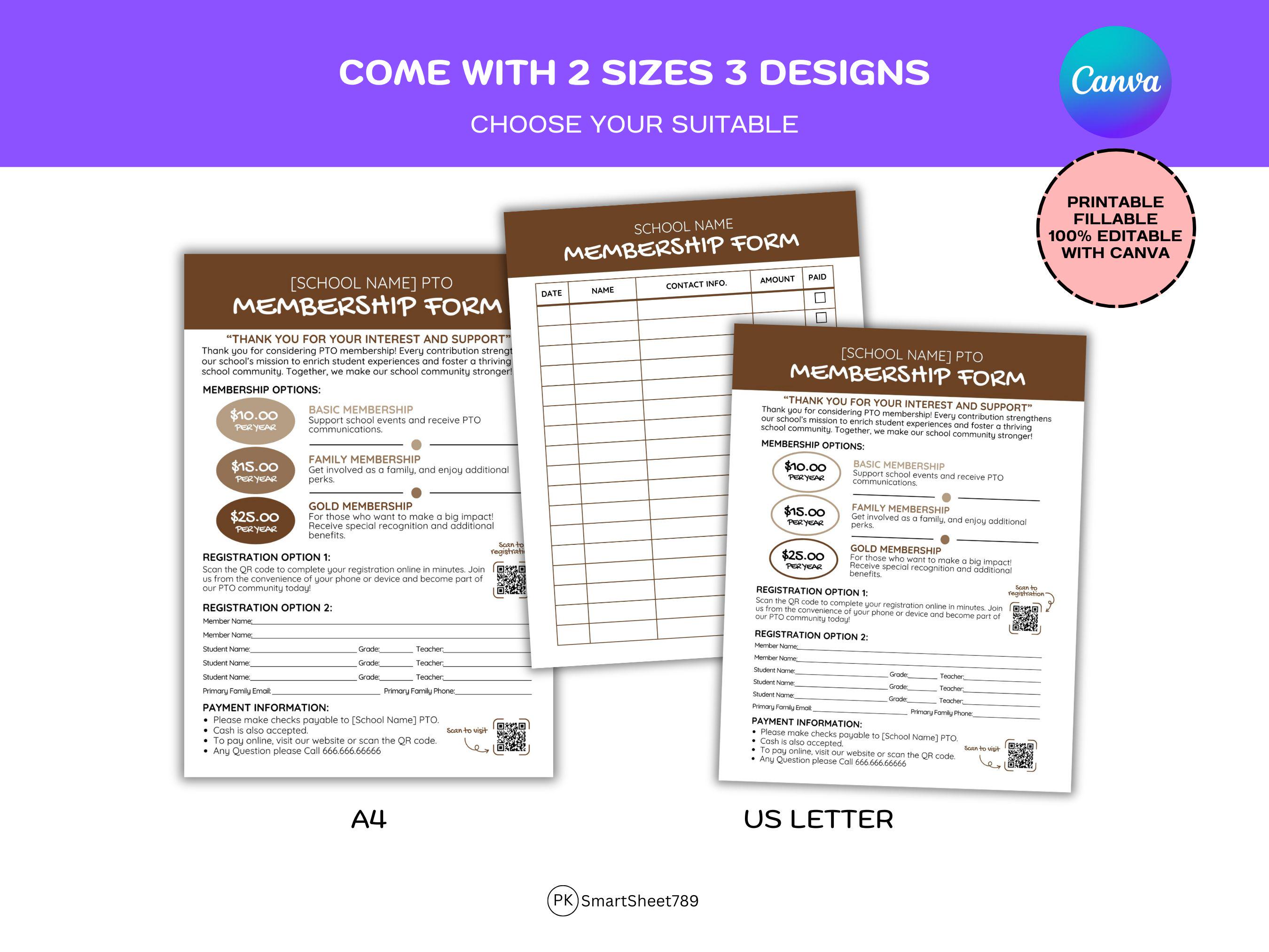 Editable PTO PTA Membership Form Flyer Template (digital Download) - Etsy