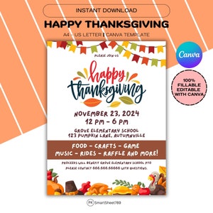 EDITABLE Fall Thanksgiving Festival, Harvest Flyer, Printable ...