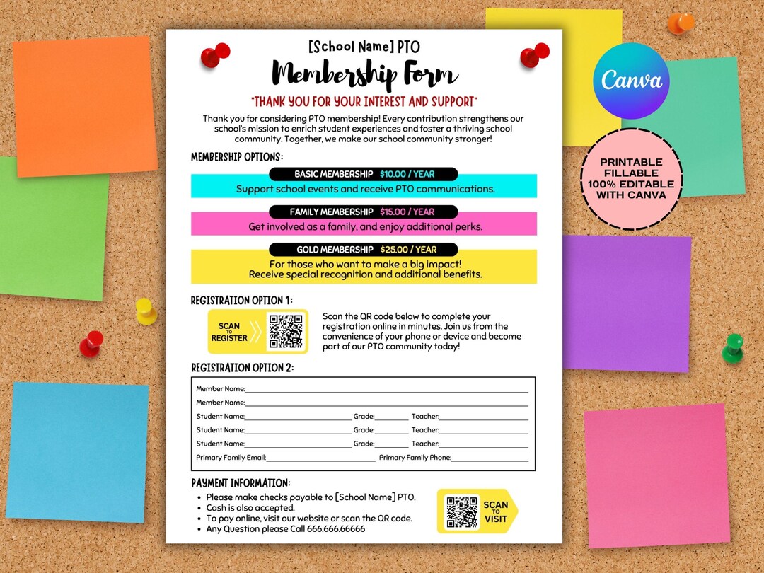 Editable PTO PTA Membership Form Flyer Template (digital Download) - Etsy