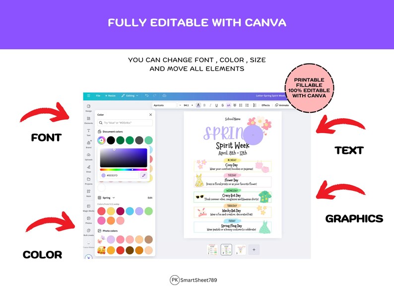 Editable Spring Spirit Week Flyer Canva Template, School Spirit ...