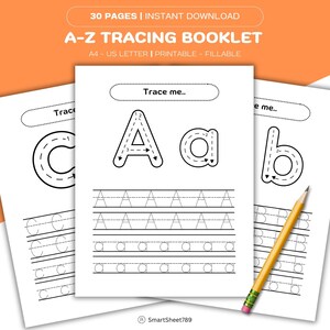 A-Z Tracing Worksheet for Preschool, Kids Practice, Alphabet Workbook ...