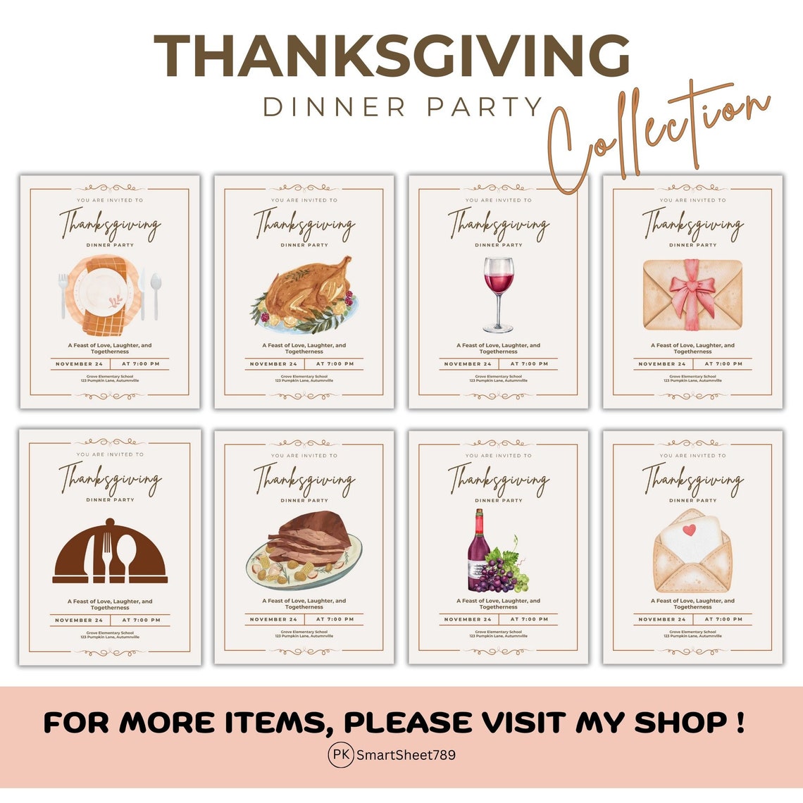 Editable Thanksgiving Dinner Invitation, Harvest Dinner Flyer (digital ...