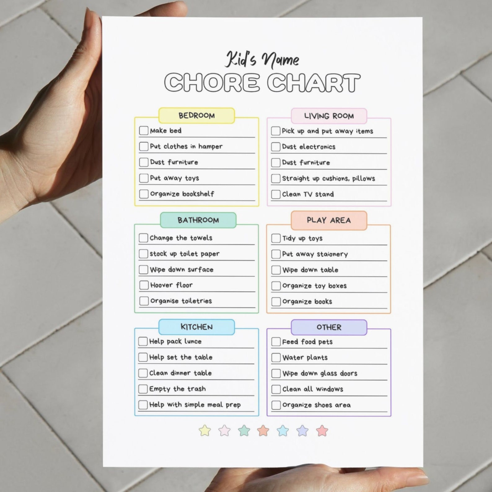 Chore Chart for Kids, Chore Chart Printable, Chore Chart Editable ...