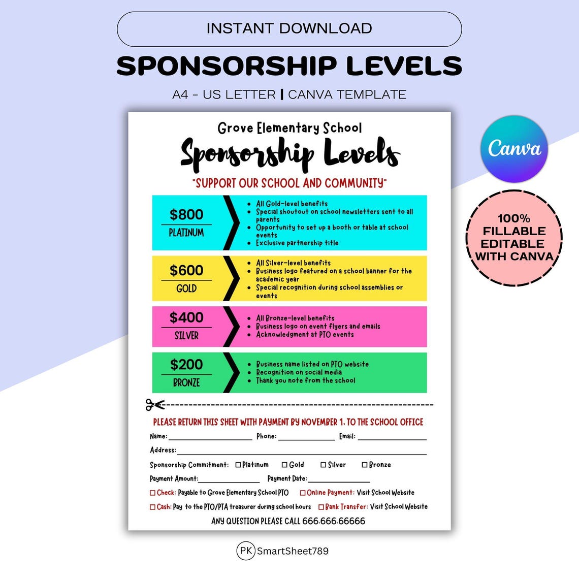 Editable Club Sponsorship Flyer Template: School Fundraiser (digital ...