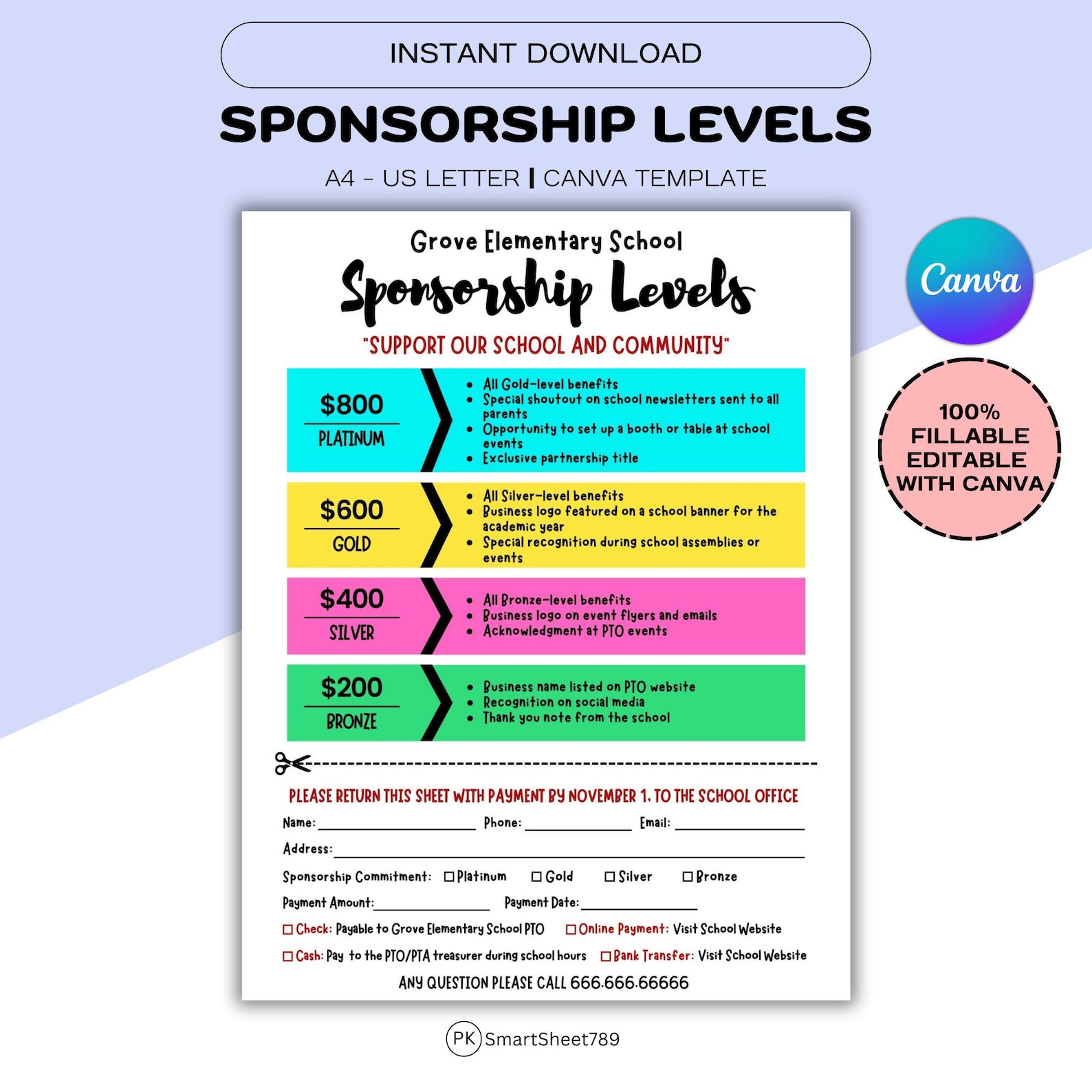 Editable Club Sponsorship Flyer Template: School Fundraiser (digital ...