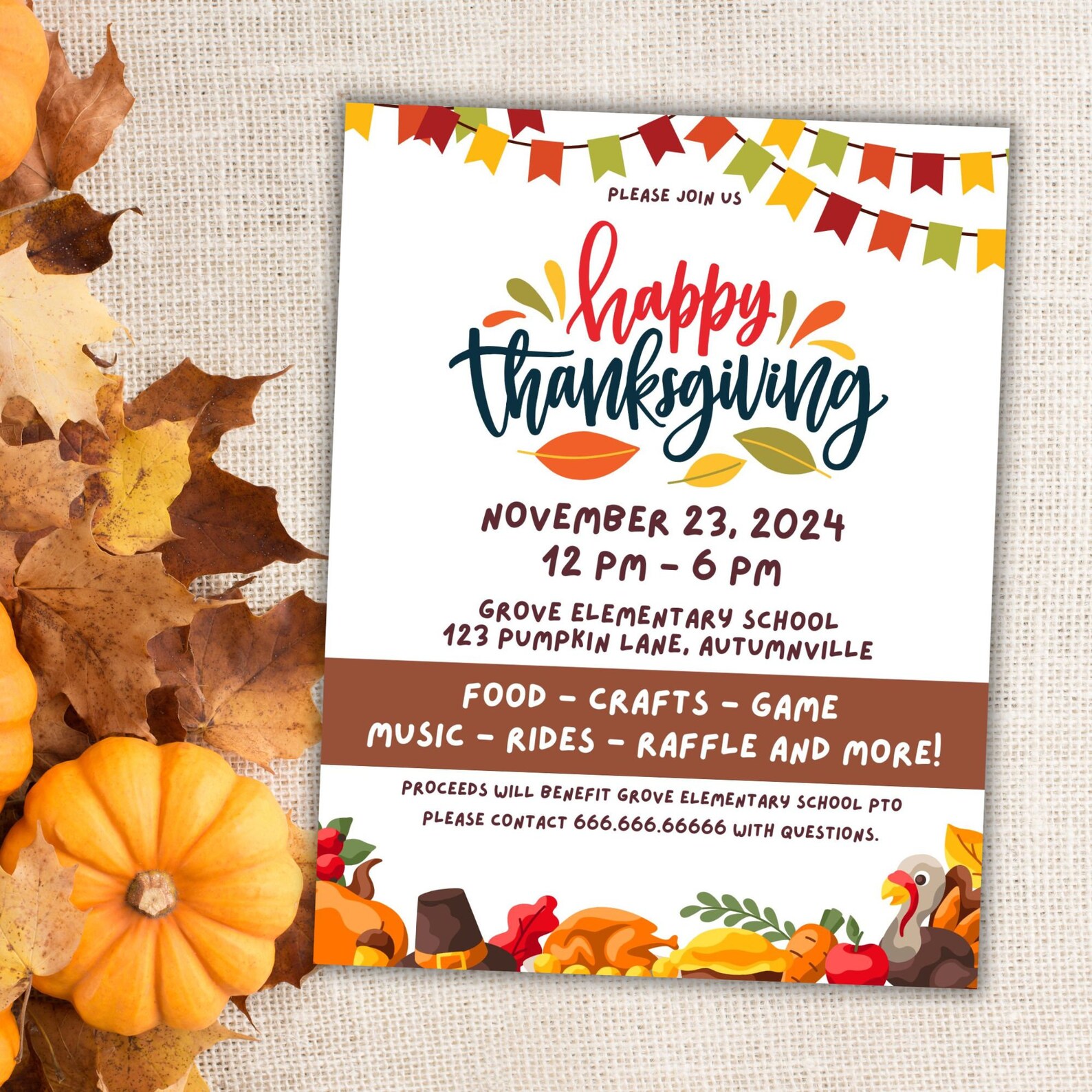 EDITABLE Fall Thanksgiving Festival, Harvest Flyer, Printable ...