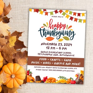 EDITABLE Fall Thanksgiving Festival, Harvest Flyer, Printable ...