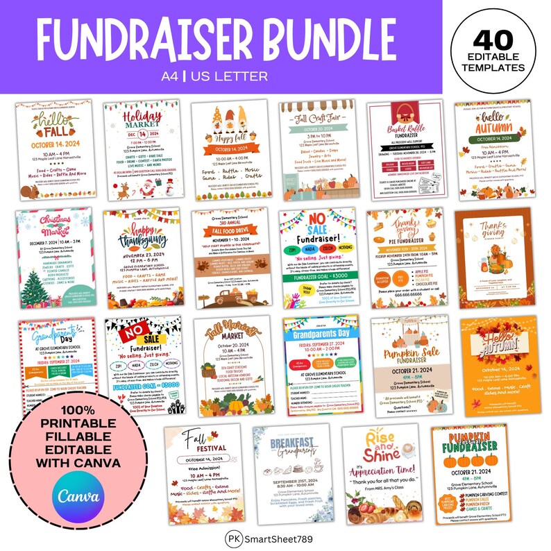 EDITABLE PTA Fundraiser Flyer Bundle School Fundraiser Flyer PTA Events ...