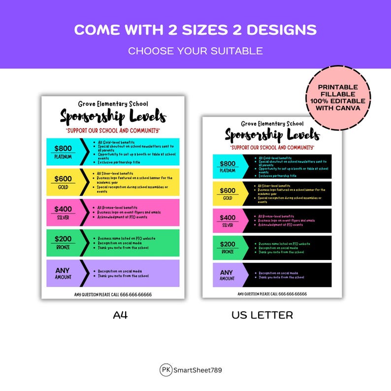 Editable Club Sponsorship Flyer Template: School PTA/PTO (canva ...
