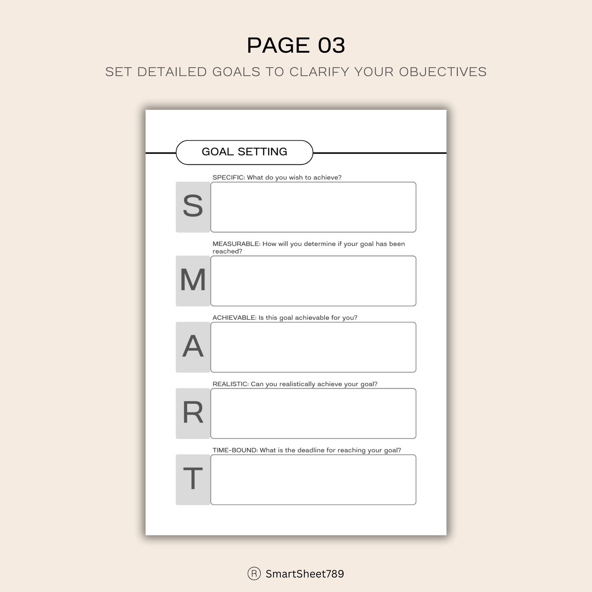 Goal Planner, Printable & Fillable PDF - Yearly Goals, Quarterly Goals ...