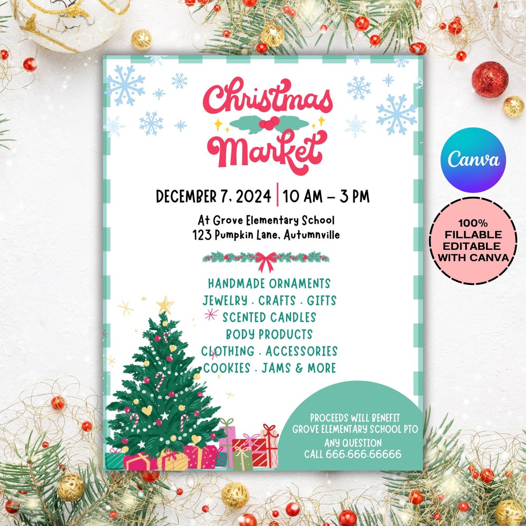 EDITABLE Christmas Market Flyer Holiday Market Flyer Holiday Festival ...
