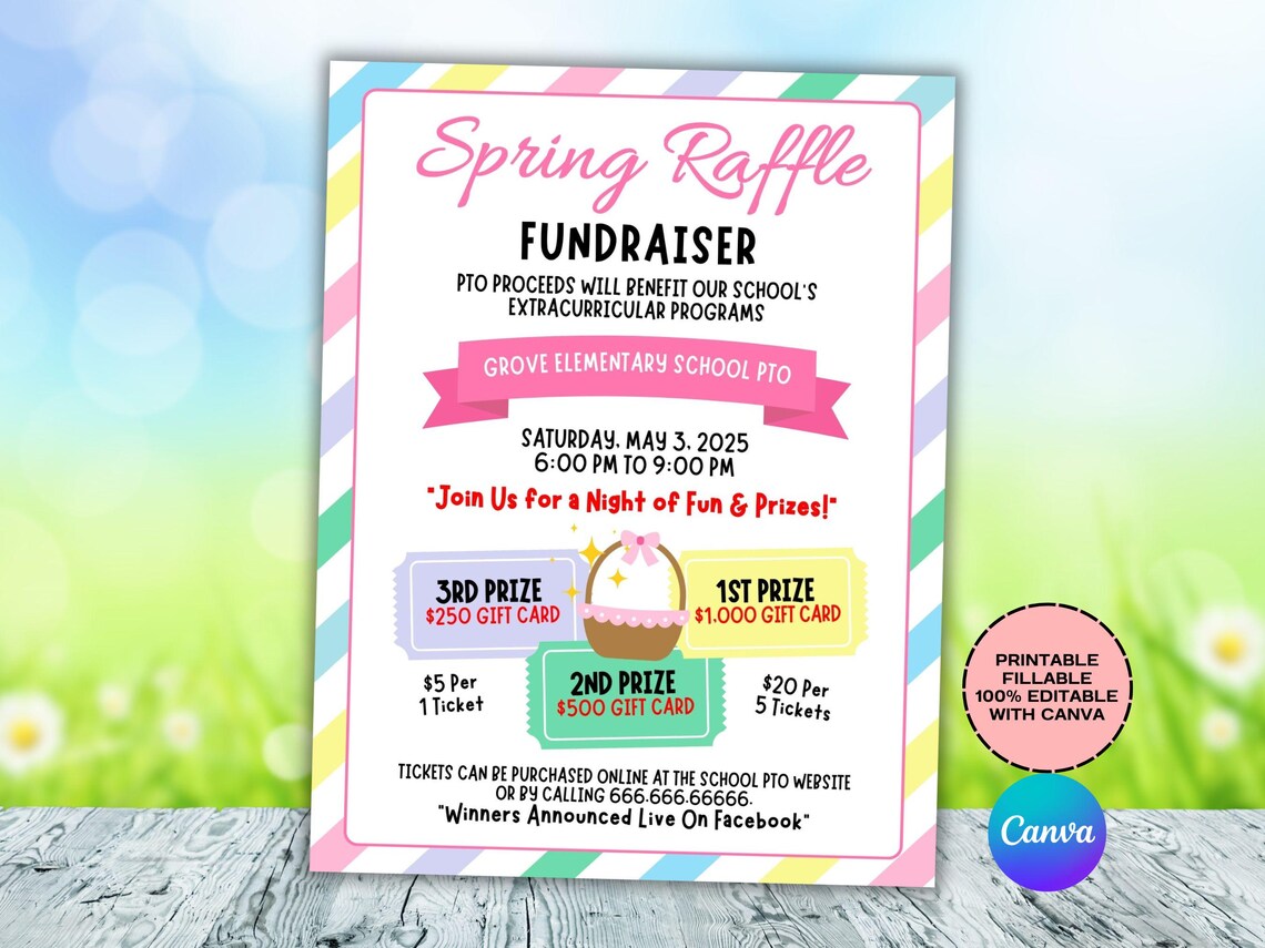 Basket Raffle Flyer, Editable Basket Raffle Fundraiser Template, Sports ...