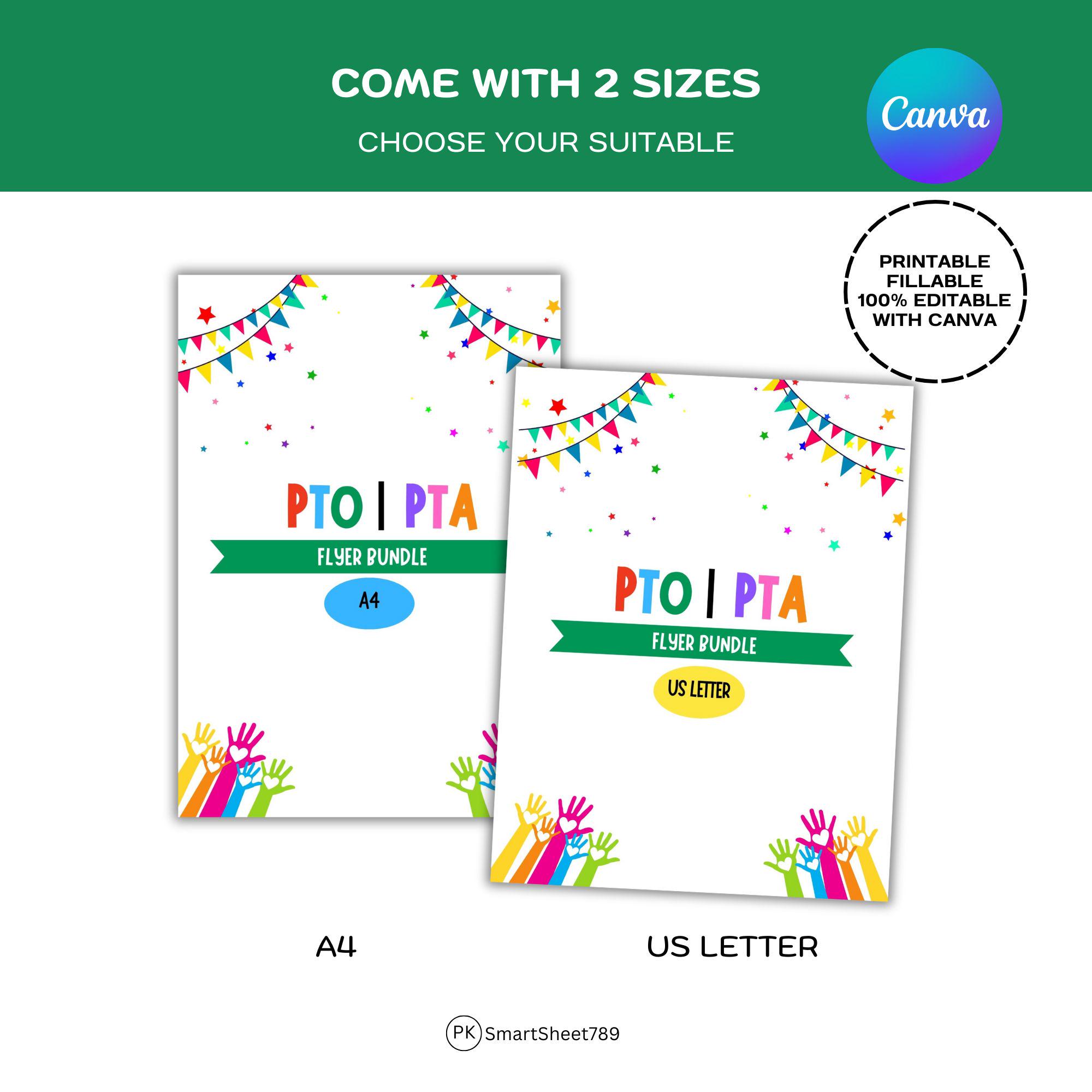 Editable PTA PTO Flyer Bundle, Recruitment Flyers, Newsletter, Calendar ...