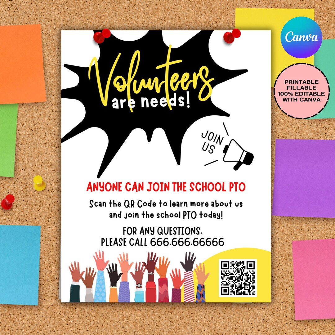 Editable Join the PTA, We Need You, PTO Flyer Template Ad QR Code for ...