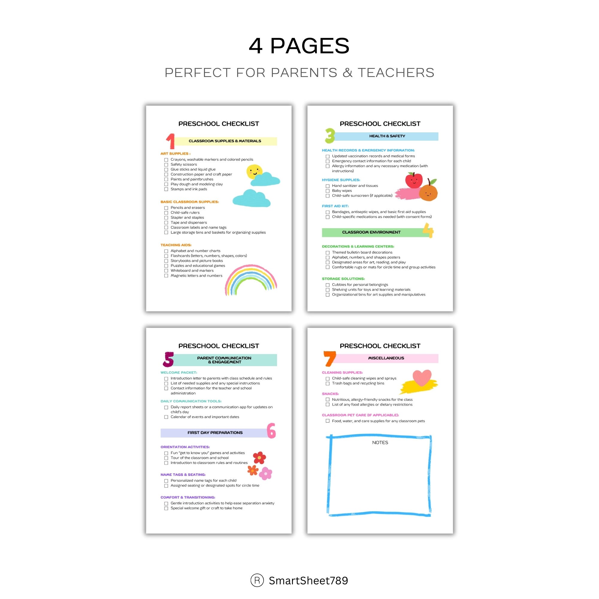 Preschool Back-to-school Checklist & Organizer, Back to School, Weekly ...