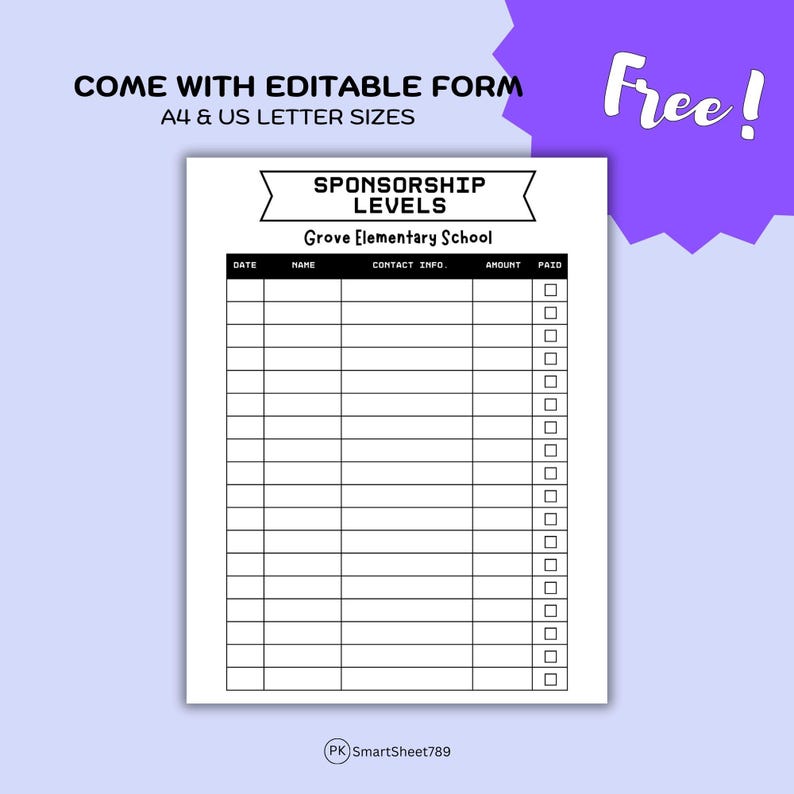 Editable Club Sponsorship Flyer Template: School PTA/PTO (digital ...