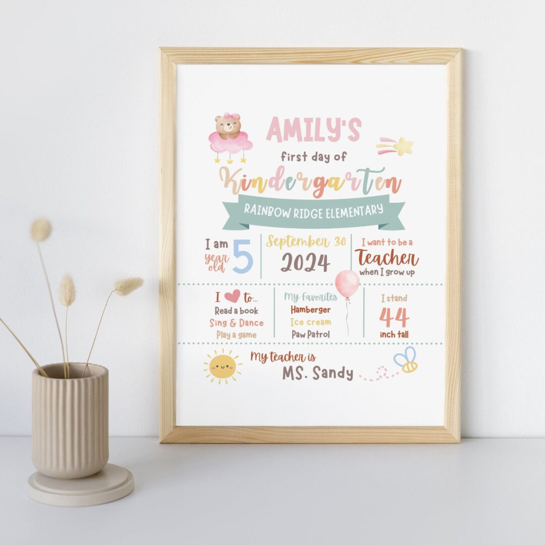 Editable Boho First Day of School Sign: Personalized Keepsake (CANVA ...