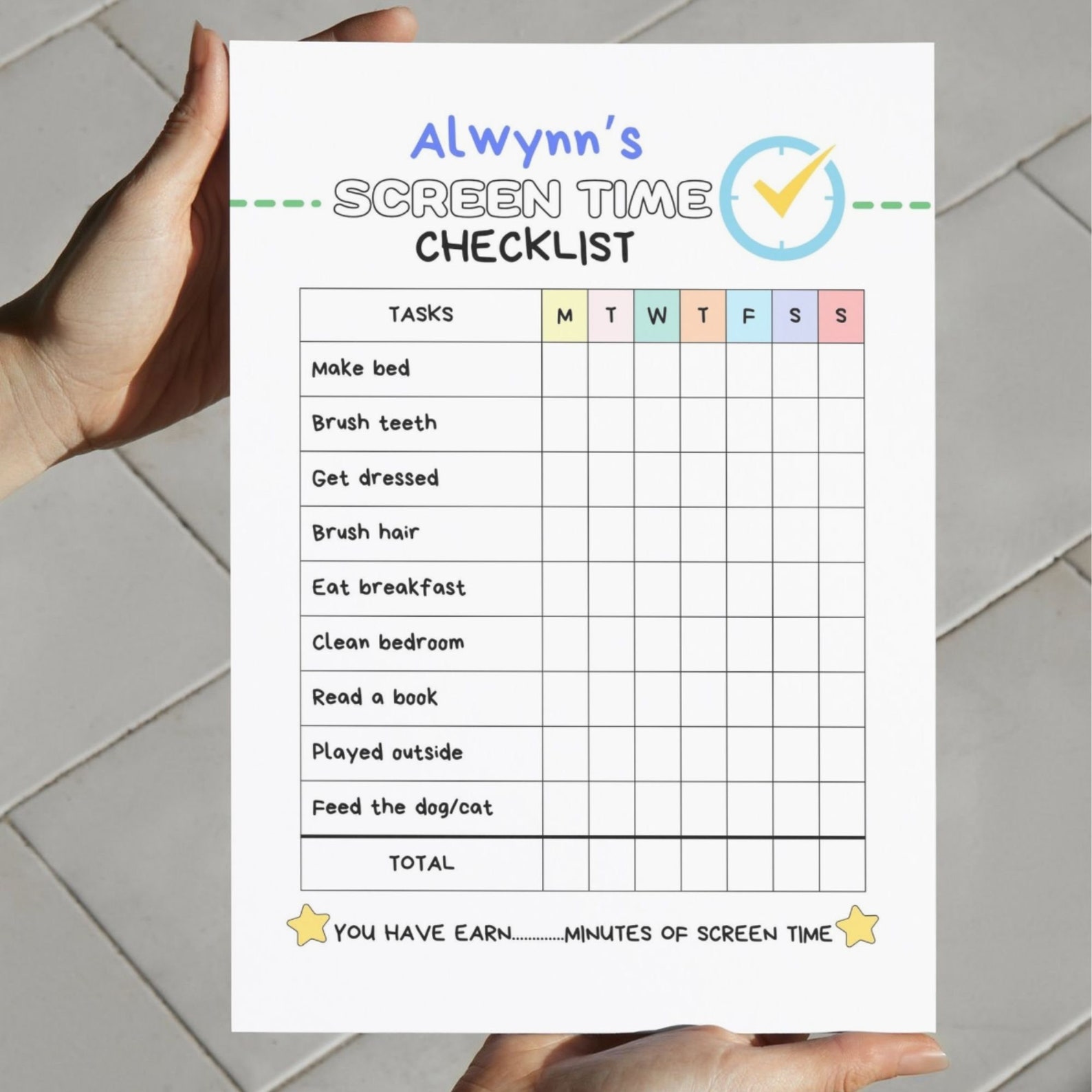 Screen Time Chart, Screen Time Checklist, Summer Screen Time, Screen ...