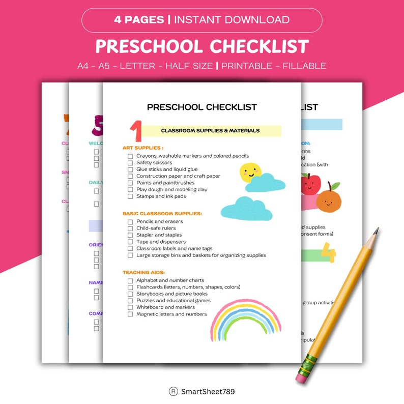 Preschool Back-to-school Checklist & Organizer, Back to School, Weekly ...