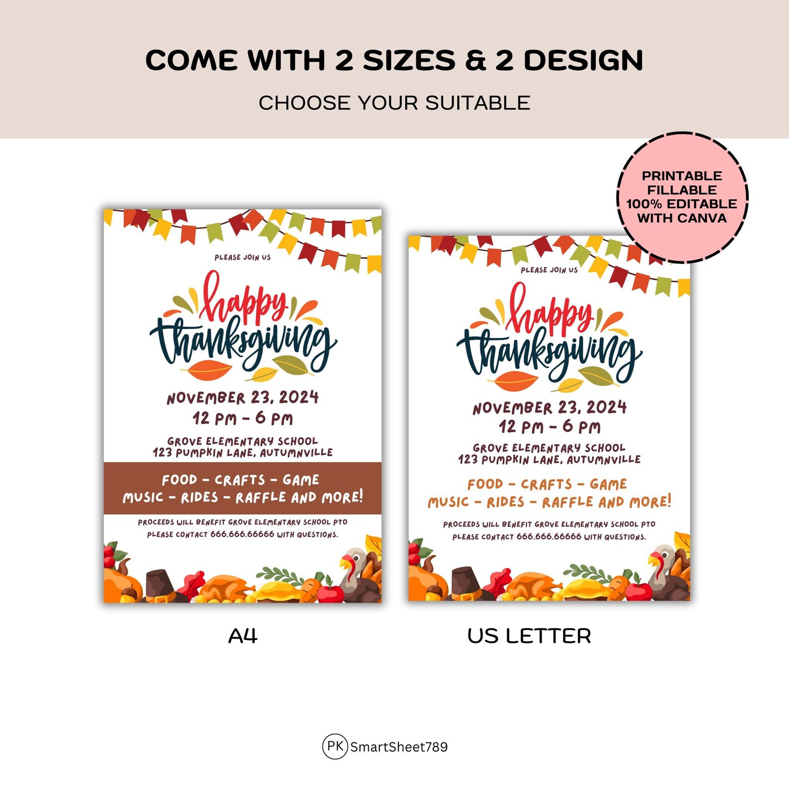 EDITABLE Fall Thanksgiving Festival, Harvest Flyer, Printable ...