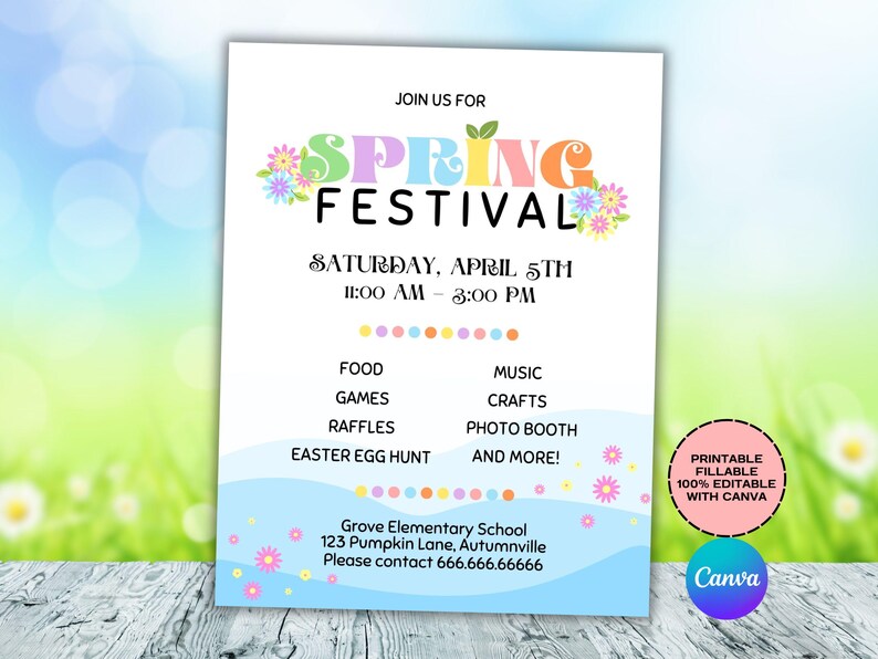 Spring Festival Flyer, Editable Spring Festival Festival Fundraiser ...