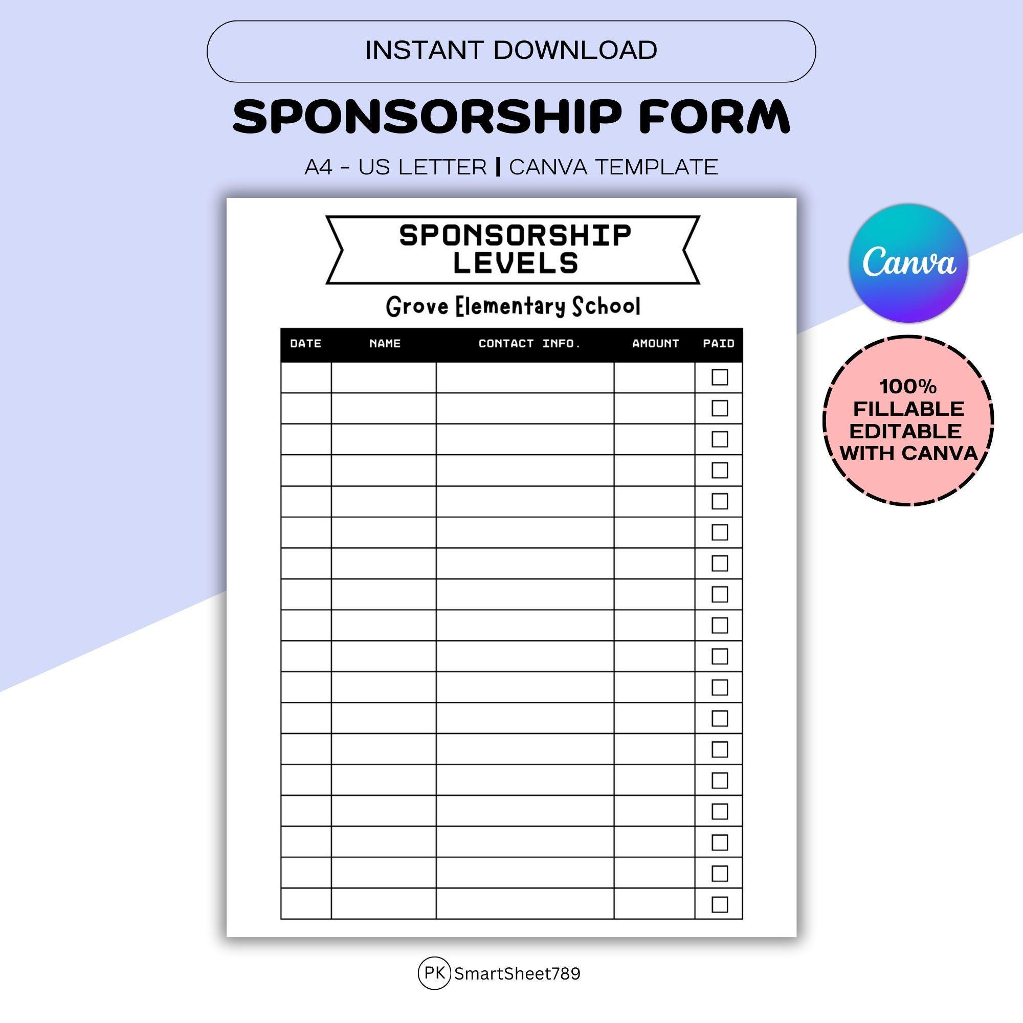 Editable Sponsorship Form Template, Sponsorship Form, Sponsorship ...