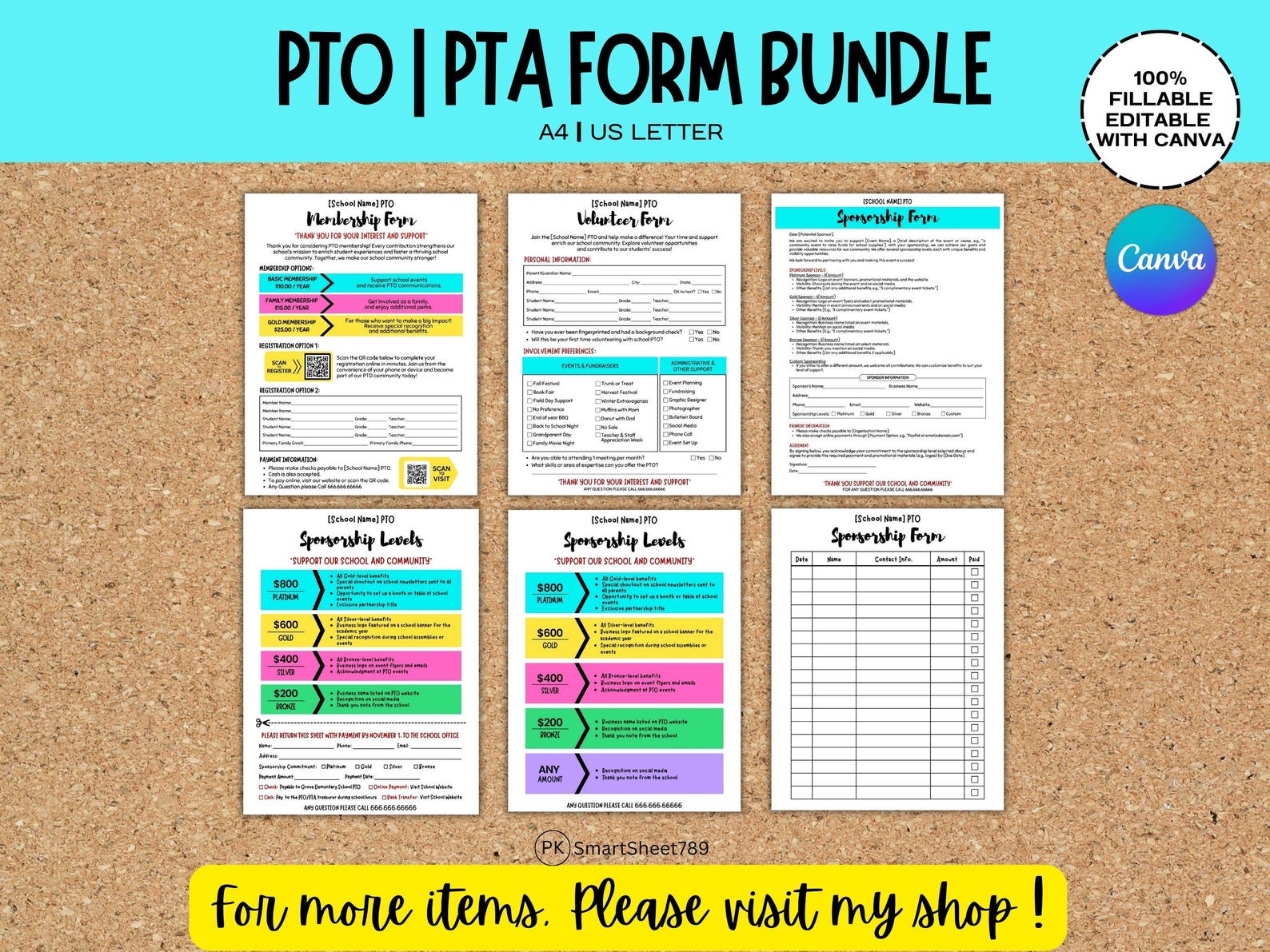 Editable PTO PTA Membership Form Flyer Template (CANVA) - Etsy