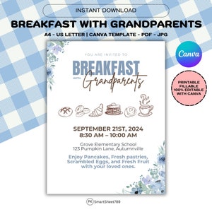 Grandparents Day Breakfast Flyer: School Event Invitation (digital ...