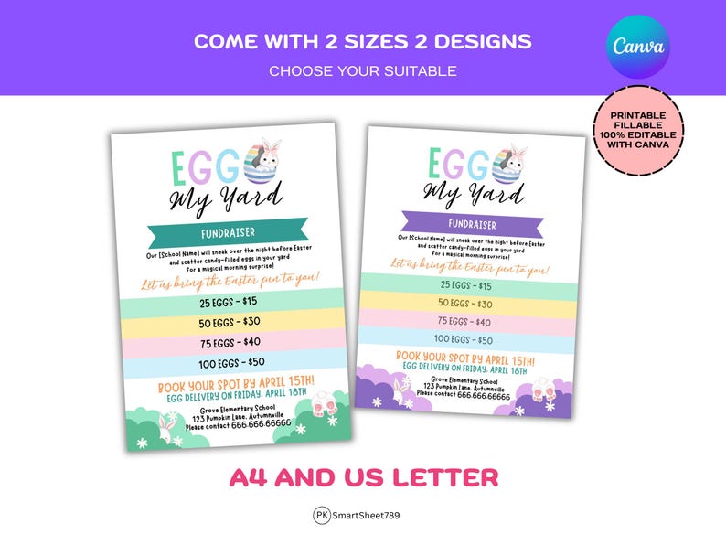 Editable Egg My Yard Flyer Printable, Egg My Yard Fundraiser, Printable ...